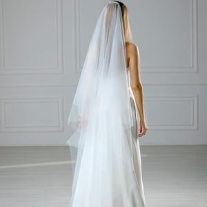 Simple Two Tier Wedding Veil With Blusher, Floor Length Bridal Veil - Etsy