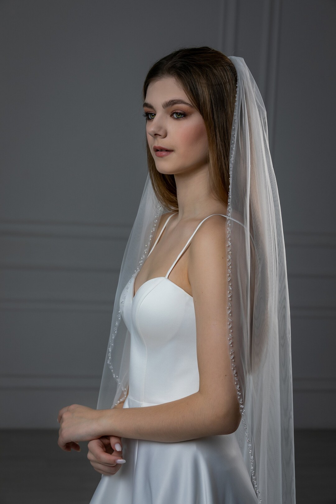 Veil Beaded Edge, Etsy Wedding Veils, Beaded Trim Veil, Beaded Bridal ...