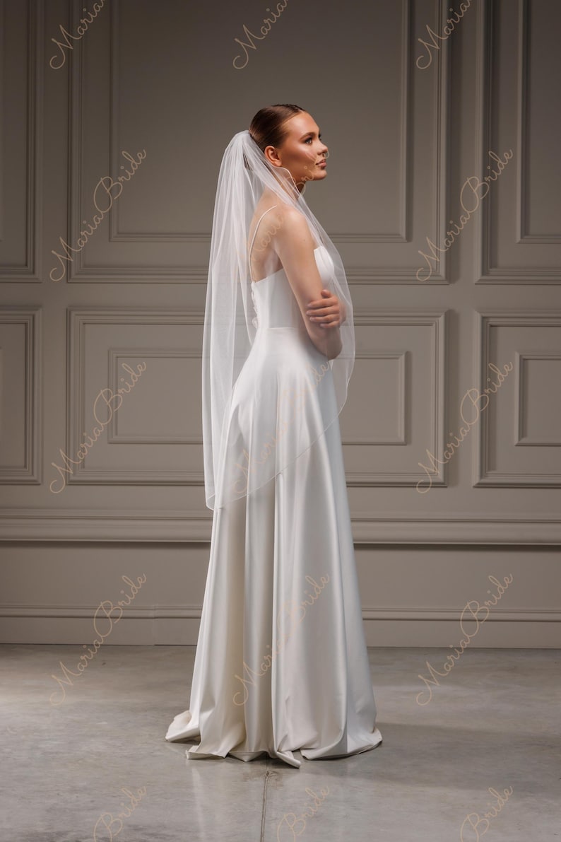Italian Tulle Wedding Veil: Pencil Edge, White Ivory Bridal Veil - Etsy