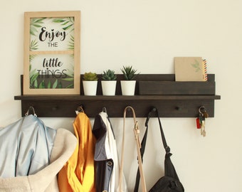Wall Mount Coat Rack with Shelf Entryway organization | Etsy