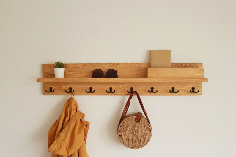 Wall Mount Coat Rack With Shelf Entryway Organization - Etsy