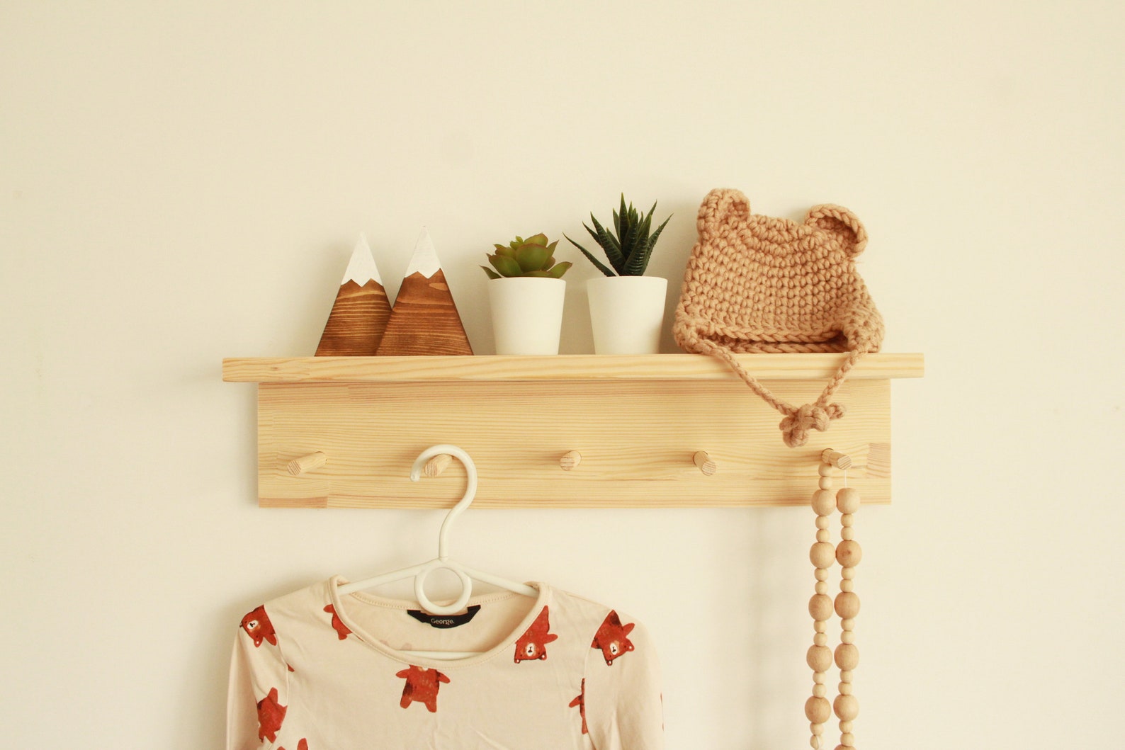 Shelf With Hooks Coffee Cup Rack Wooden Peg Rail Peg Rack - Etsy
