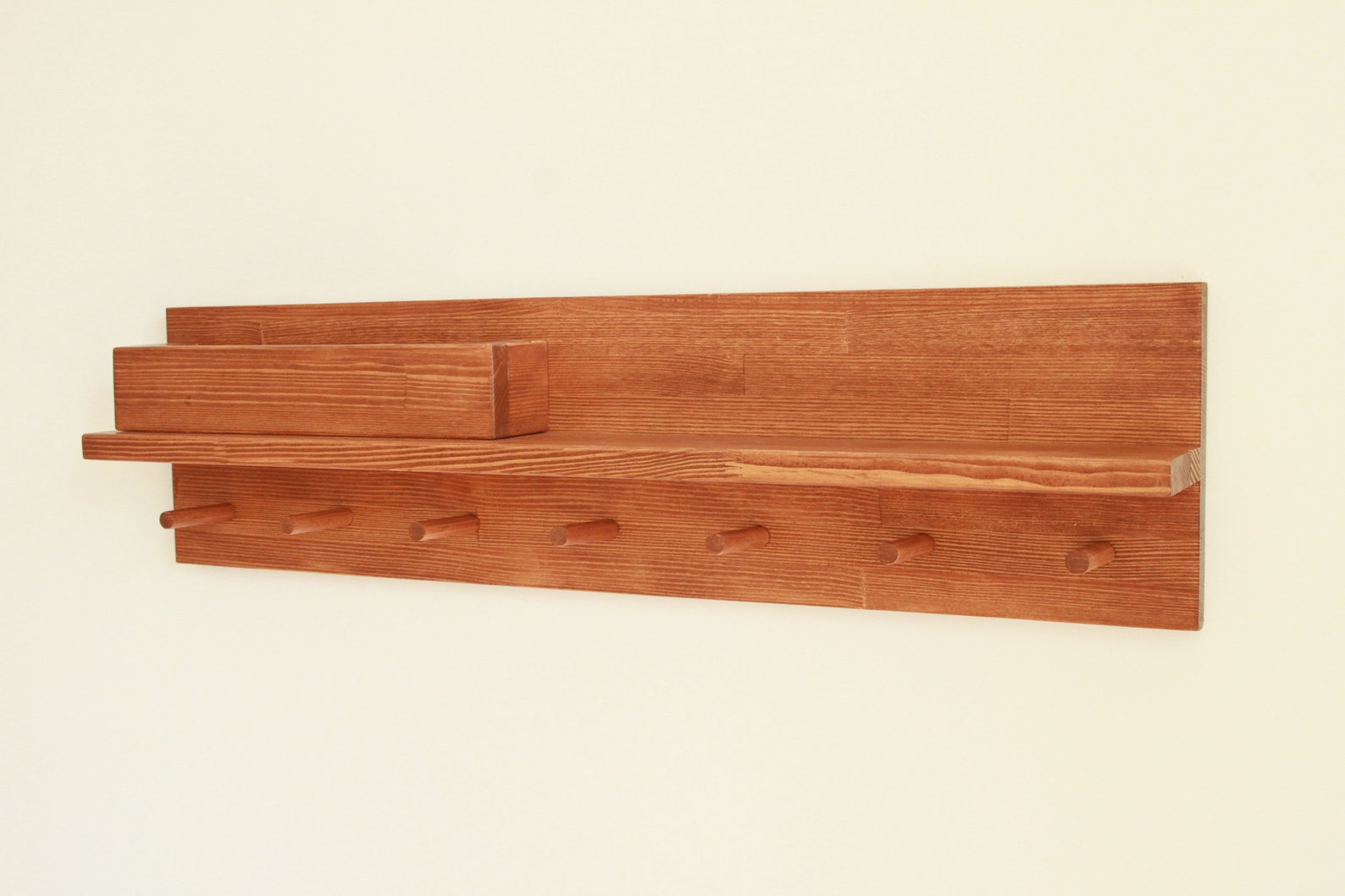 Walnut coat rack Entryway organization Key holder for wall | Etsy