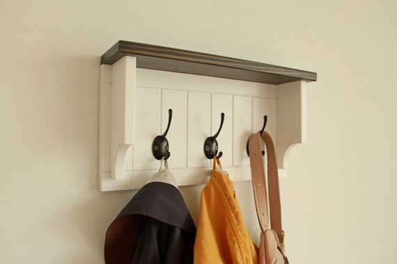Wall mounted coat hooks Entryway shelf Hat rack | Etsy