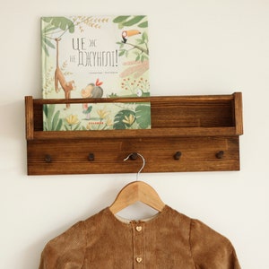 Small Book Shelf With Peg Rail, Kids Bookshelf and Coat Rack - Etsy