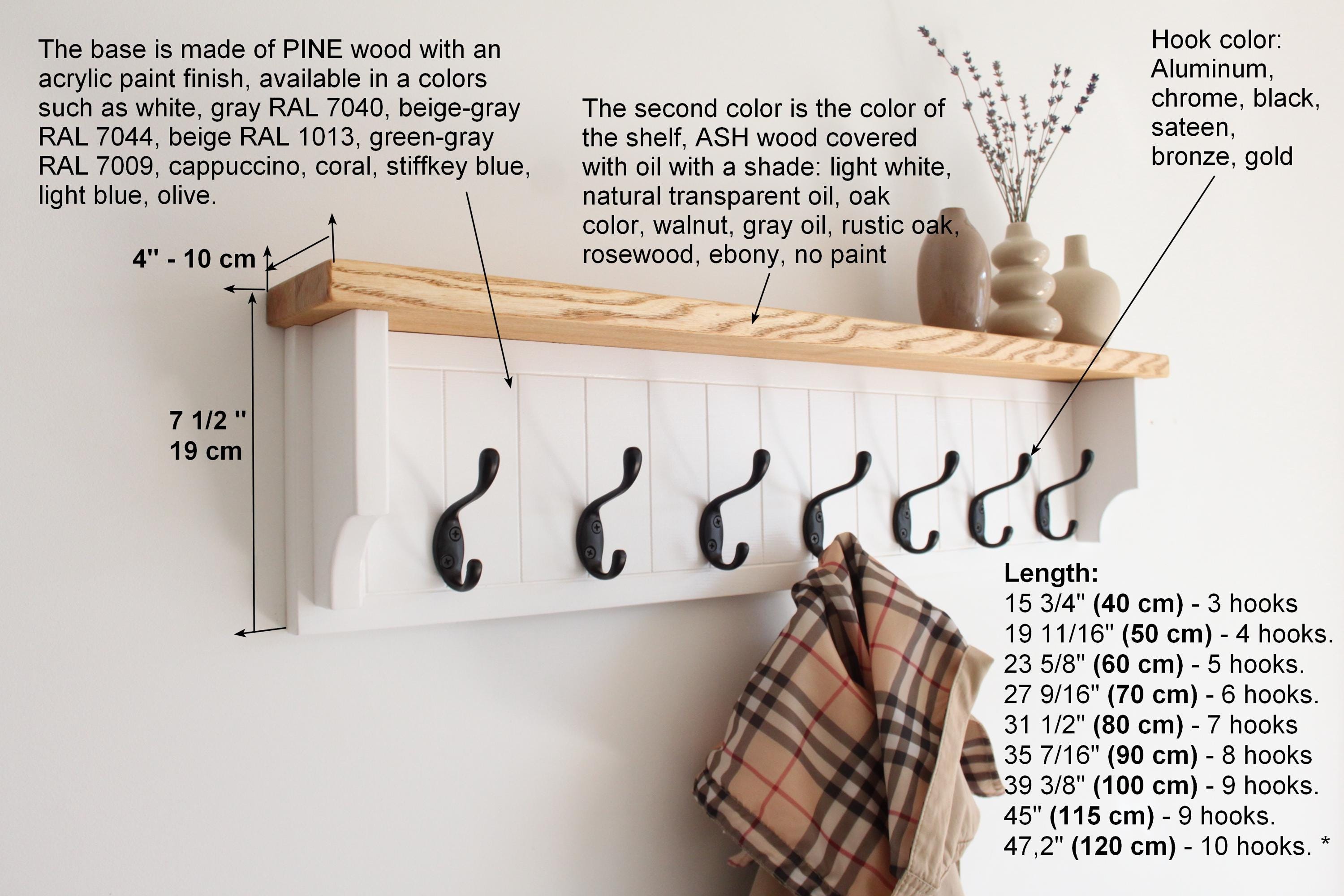 Stiffkey Blue Coat Rack With Ash Shelf: Entryway Organizer, Satin Hooks ...
