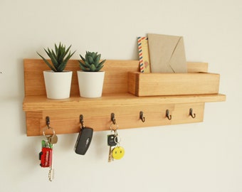 Coat Rack With Shelf Entryway Organizer Key Holder for Wall | Etsy