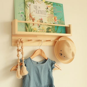 Small Book Shelf With Peg Rail, Kids Bookshelf and Coat Rack - Etsy
