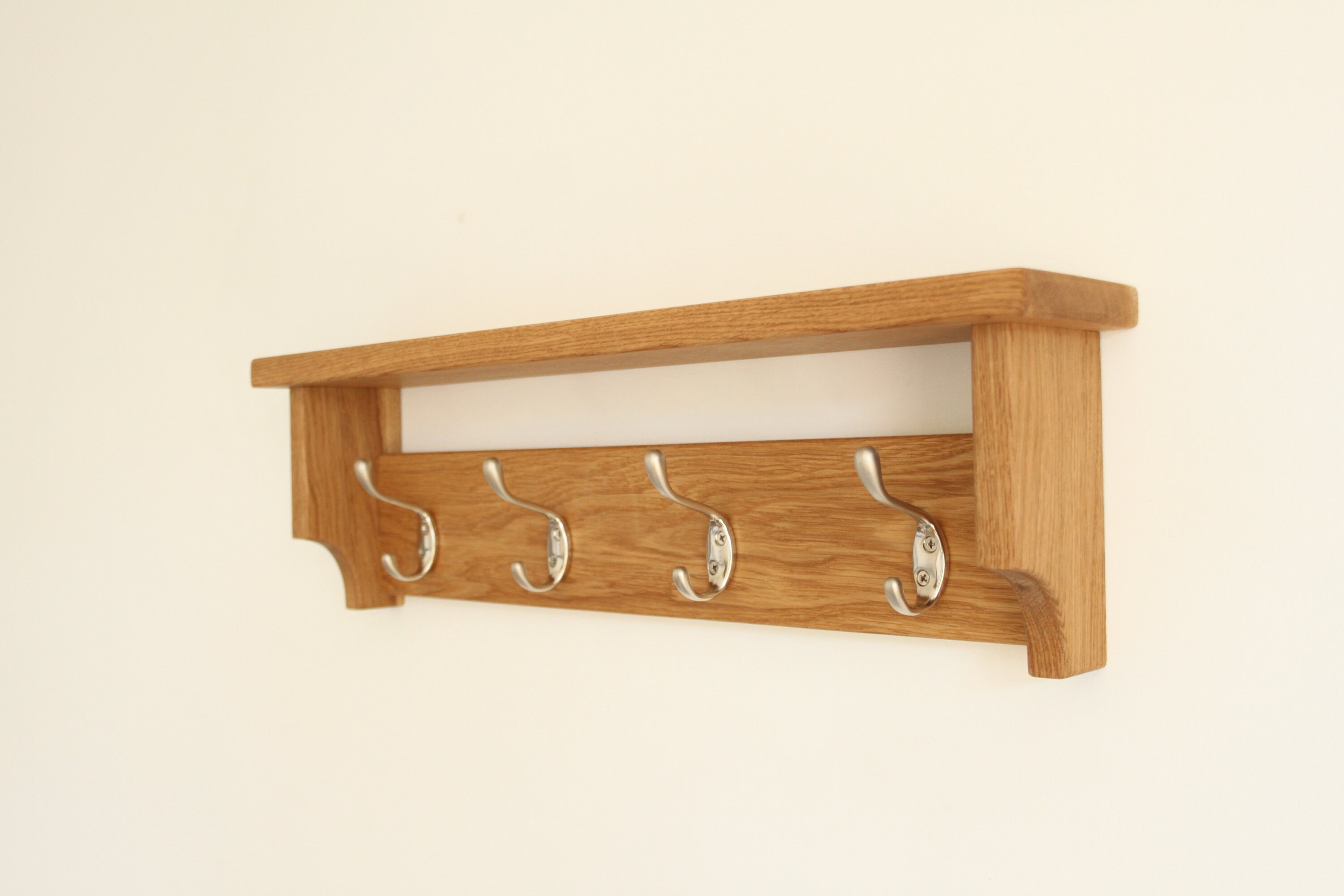 Modern Coat Rack Solid Oak Wood, Wall Mounted Coat Hook, Entryway ...