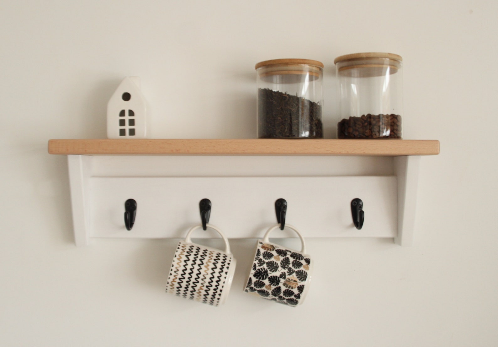 Kitchen Shelf With Hooks, Kitchen Organization and Storage - Etsy