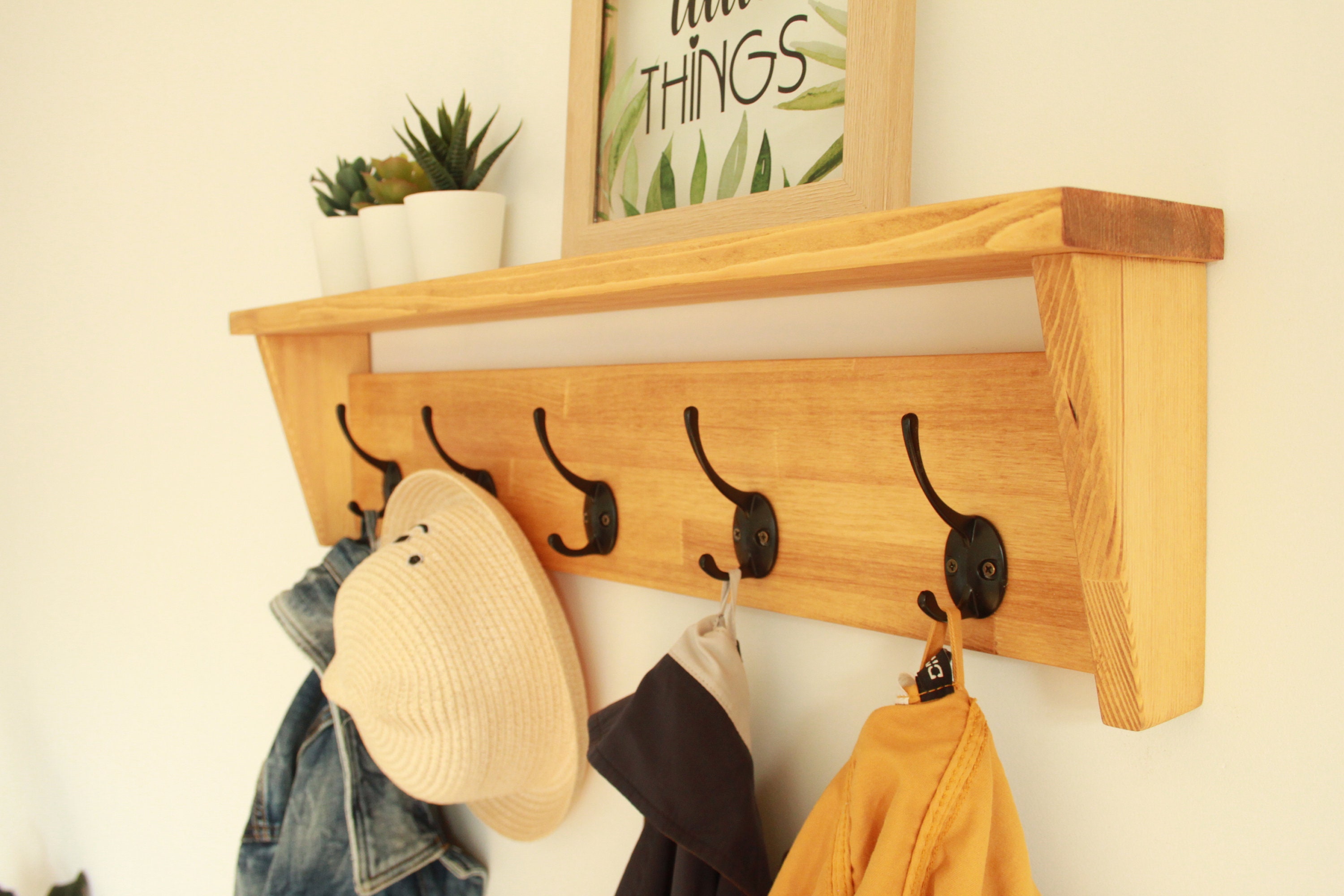 Rustic Coat Rack With Shelf Entryway Organization | Etsy