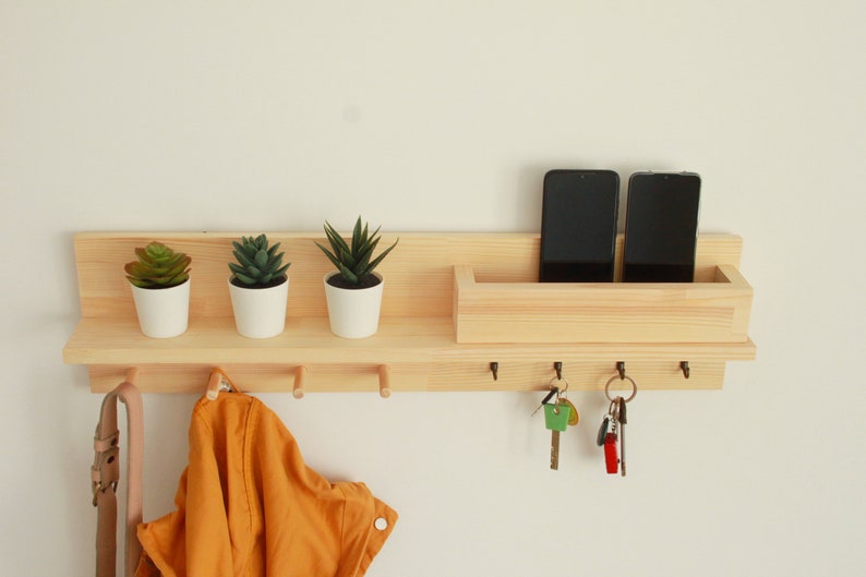 Coat Rack With Shelf Entryway Organizer Key Holder for Wall - Etsy