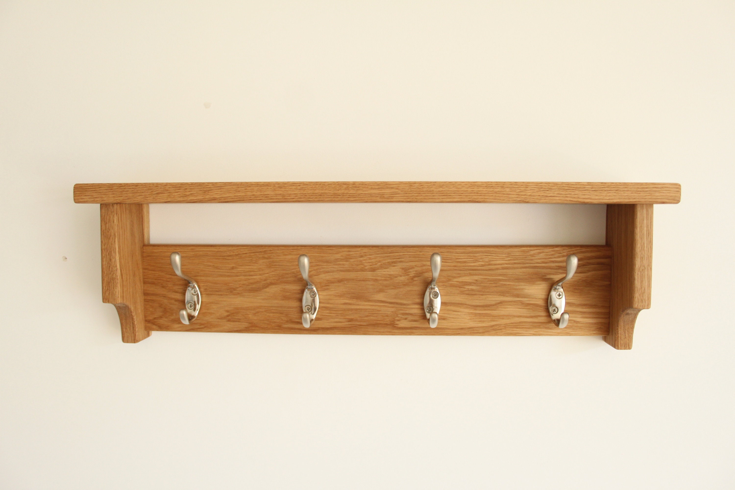 Modern Coat Rack Solid Oak Wood, Wall Mounted Coat Hook, Entryway ...