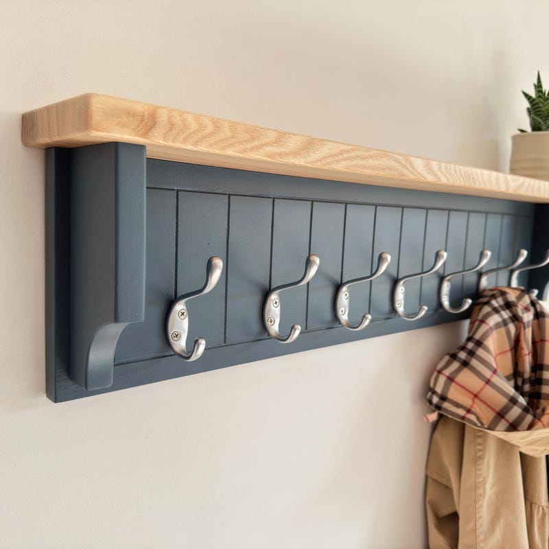 Blue Coat Rack With Hooks - Etsy UK