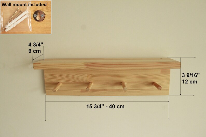 Shelf With Hooks Coffee Cup Rack Wooden Peg Rail Peg Rack - Etsy