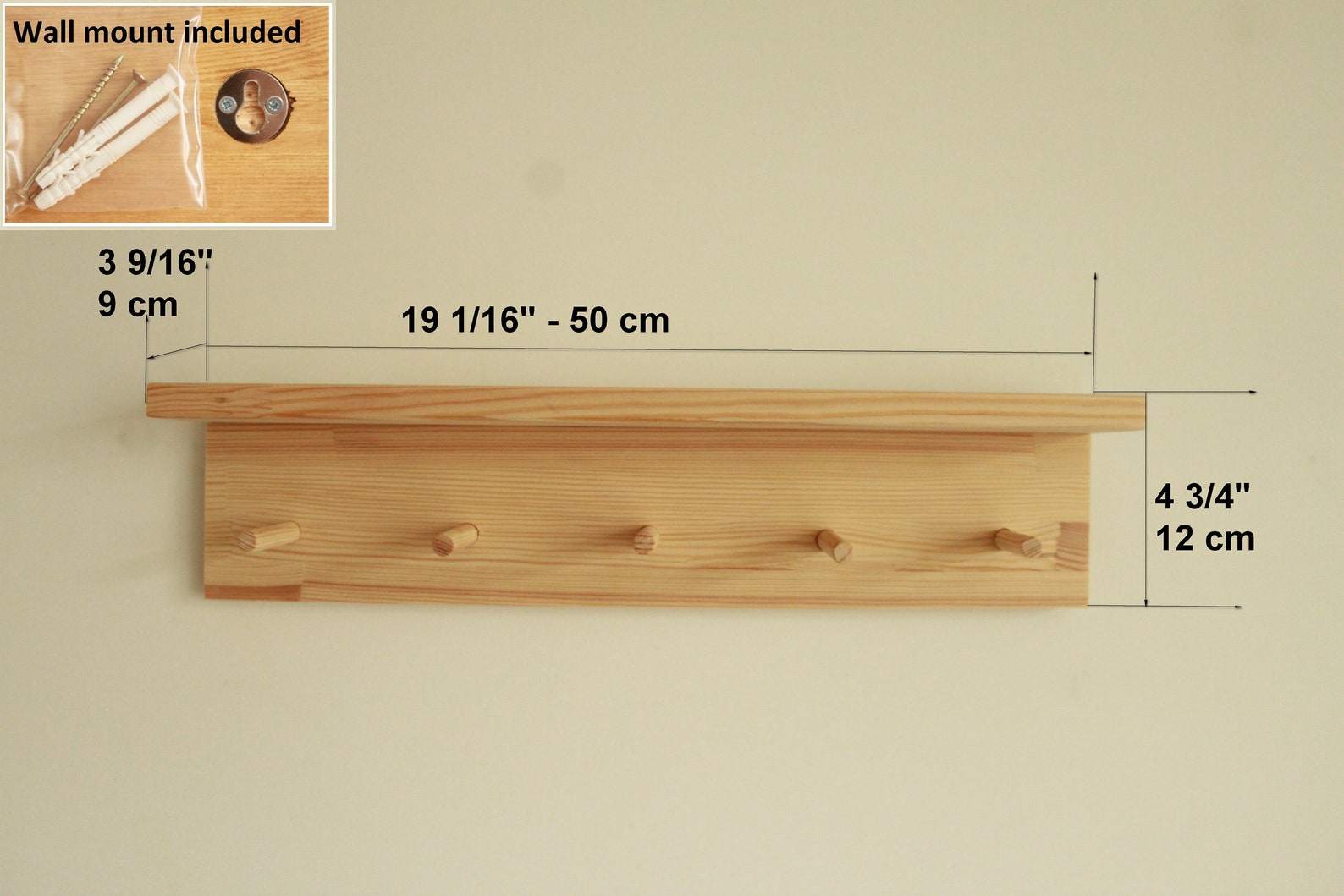 Shelf With Hooks Coffee Cup Rack Wooden Peg Rail Peg Rack - Etsy