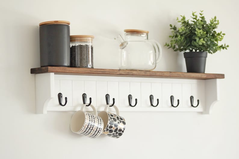 Wooden Kitchen Organizer, Towel Rack for Bathroom Wall - Etsy