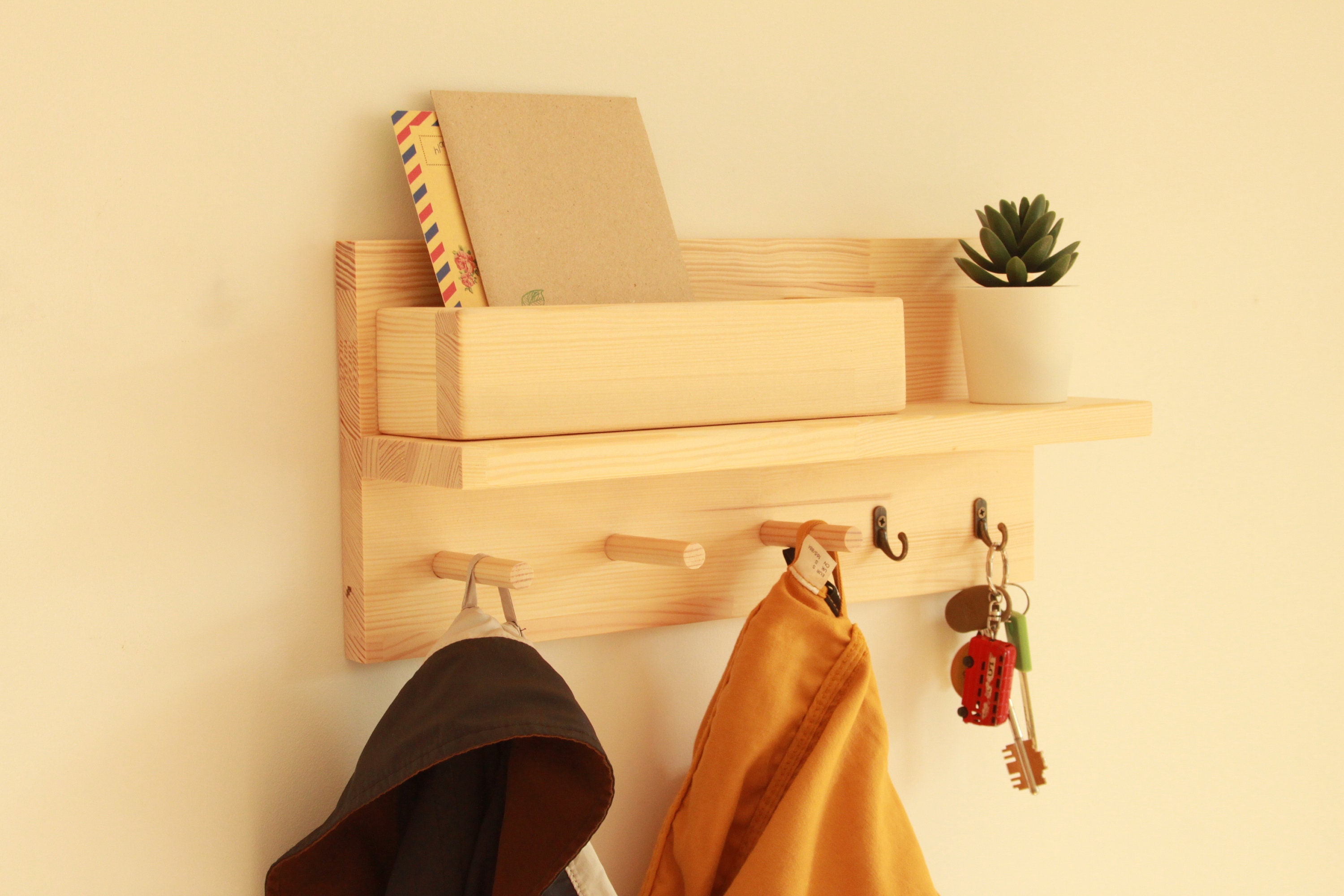 Key Holder for Wall Coat Rack With Shelf - Etsy