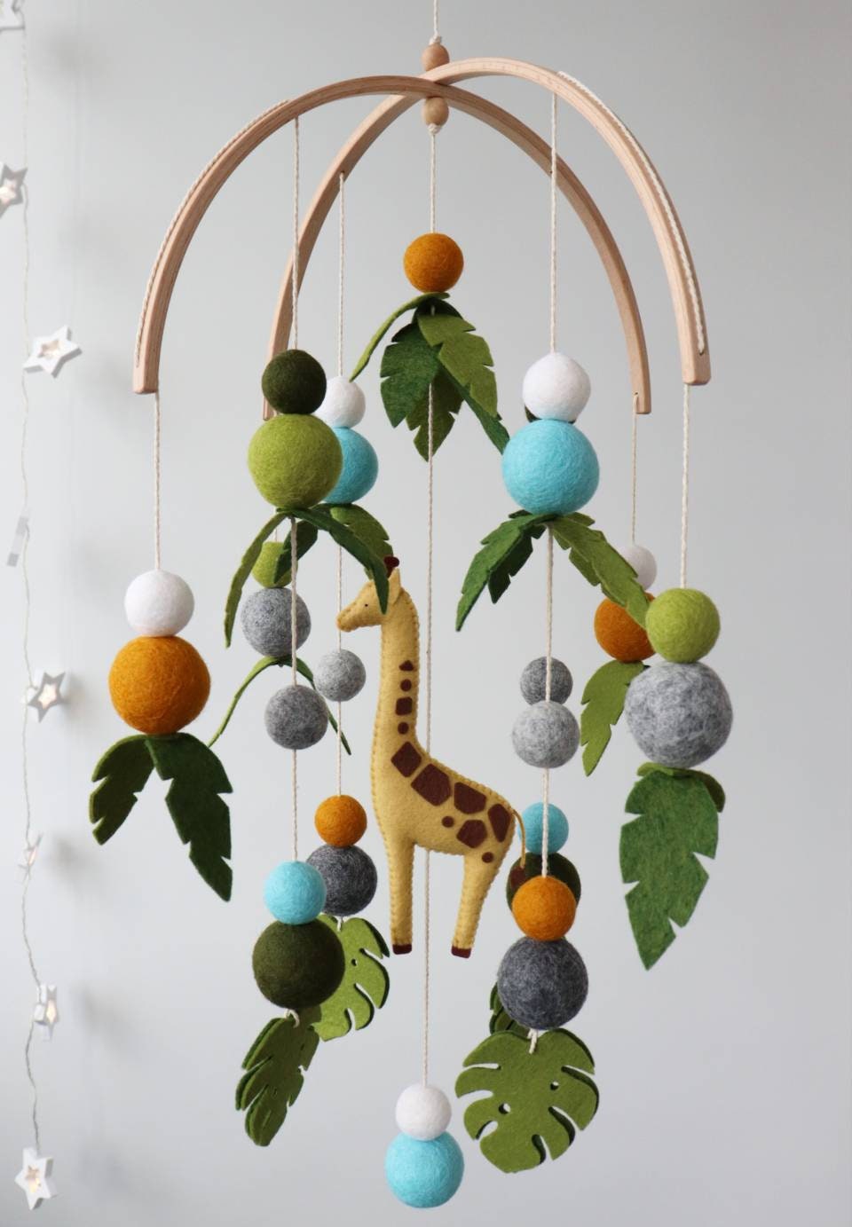Giraffe baby mobile Felt balls mobile for crib Safari | Etsy