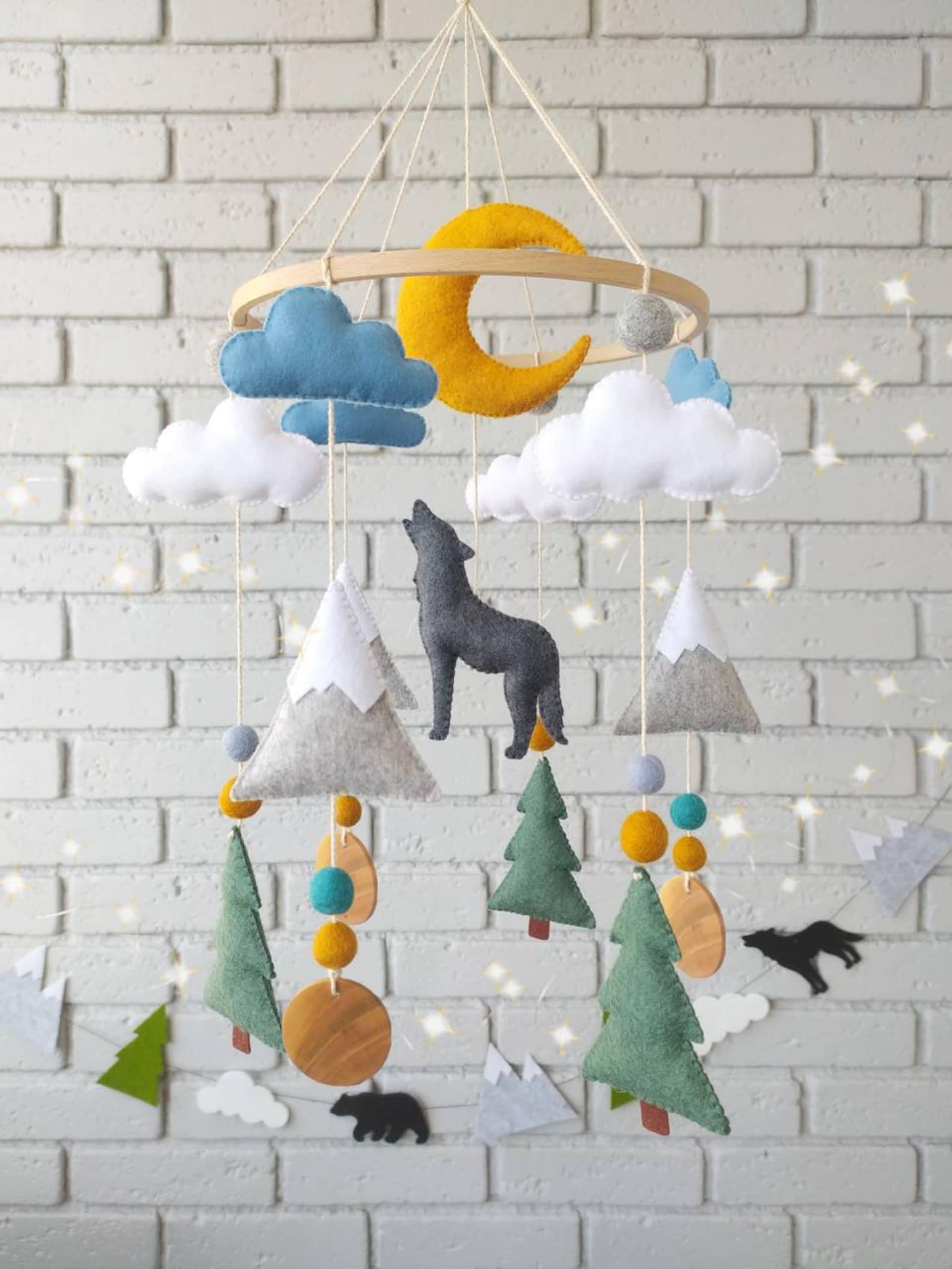 Wolf Mobile Wolf Nursery Decor Mountain Mobile Woodland - Etsy