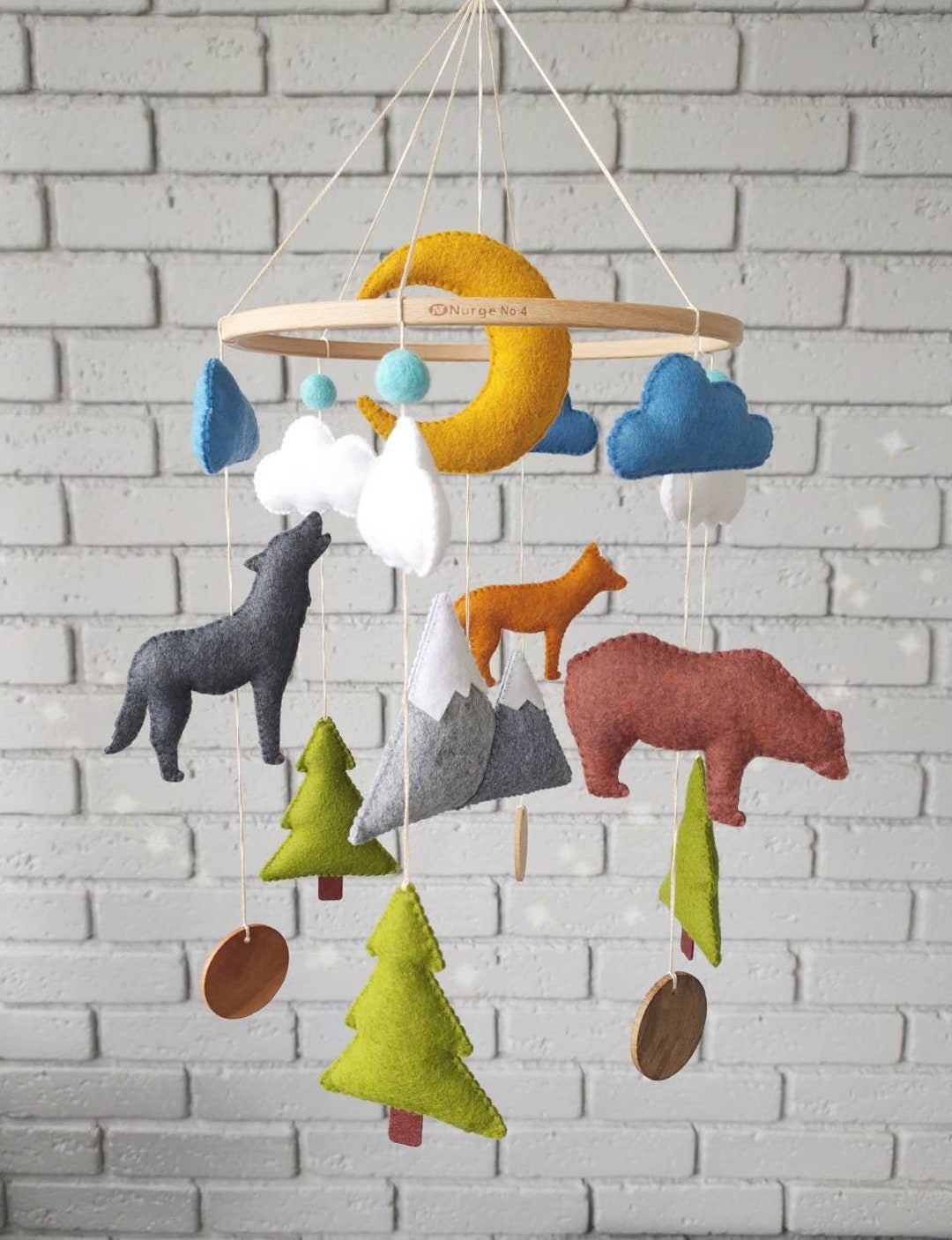 Wolf, Fox and Bear Mobile, Forest Animals Mobile, Woodland Nursery ...