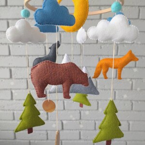 Wolf, Fox and Bear Mobile, Forest Animals Mobile, Woodland Nursery ...
