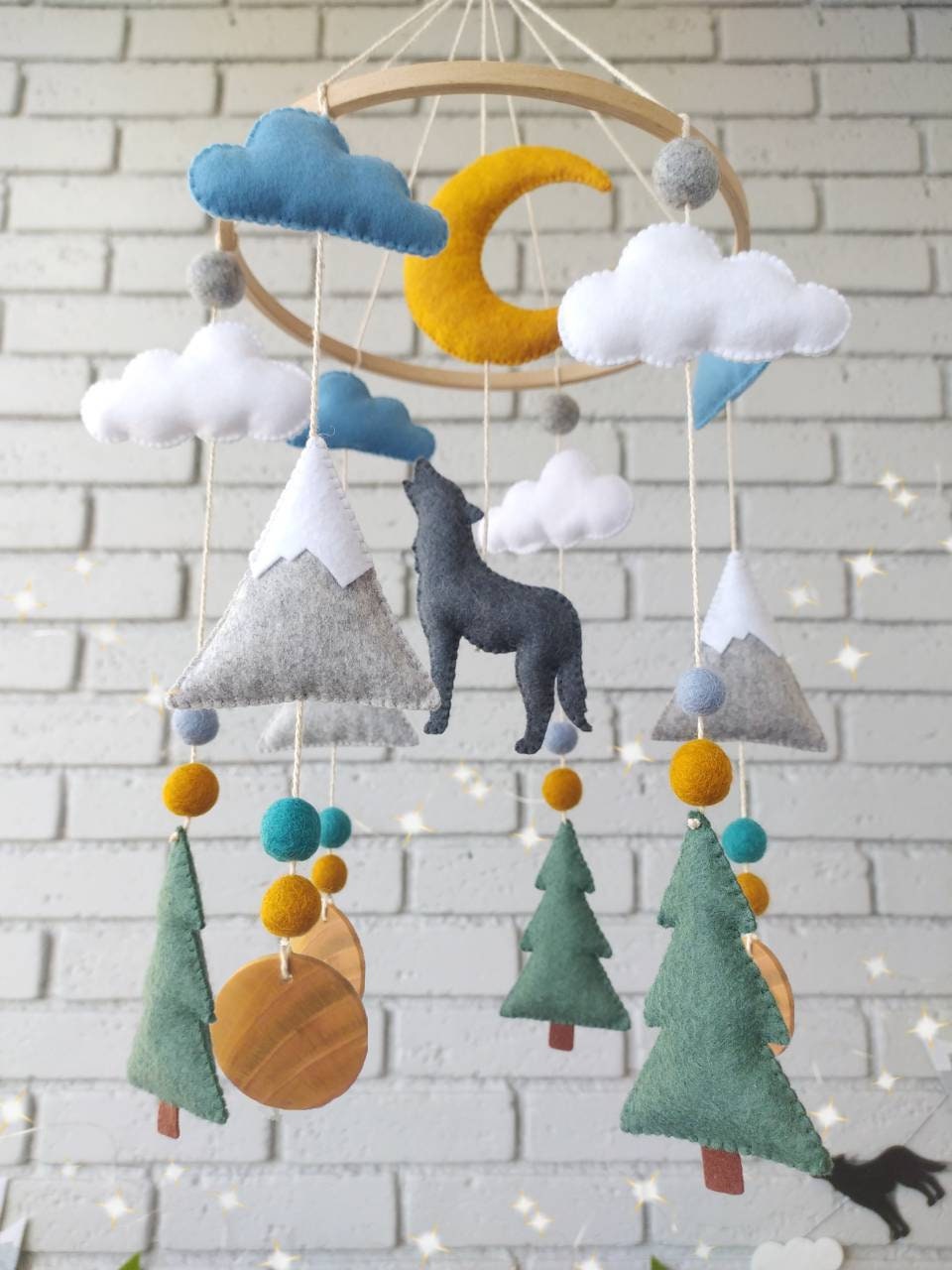Wolf Mobile Wolf Nursery Decor Mountain Mobile Woodland - Etsy