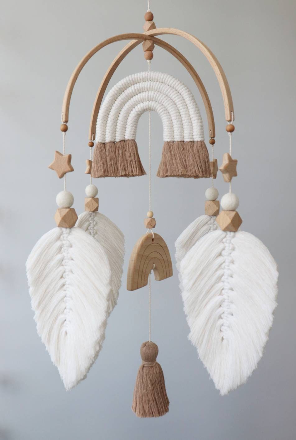 Rainbow baby mobile for crib Macrame mobile Boho nursery | Etsy