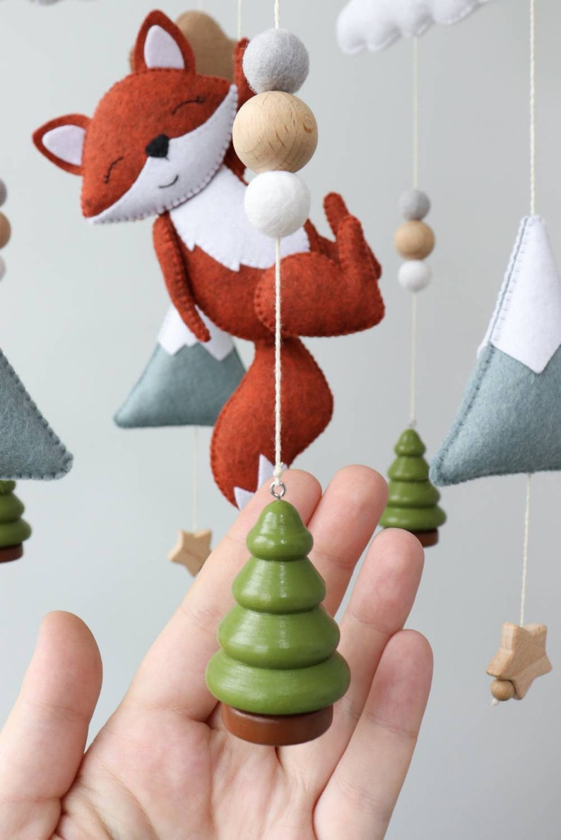 Fox Baby Mobile Woodland Nursery Decor Moon Clouds & Stars - Etsy