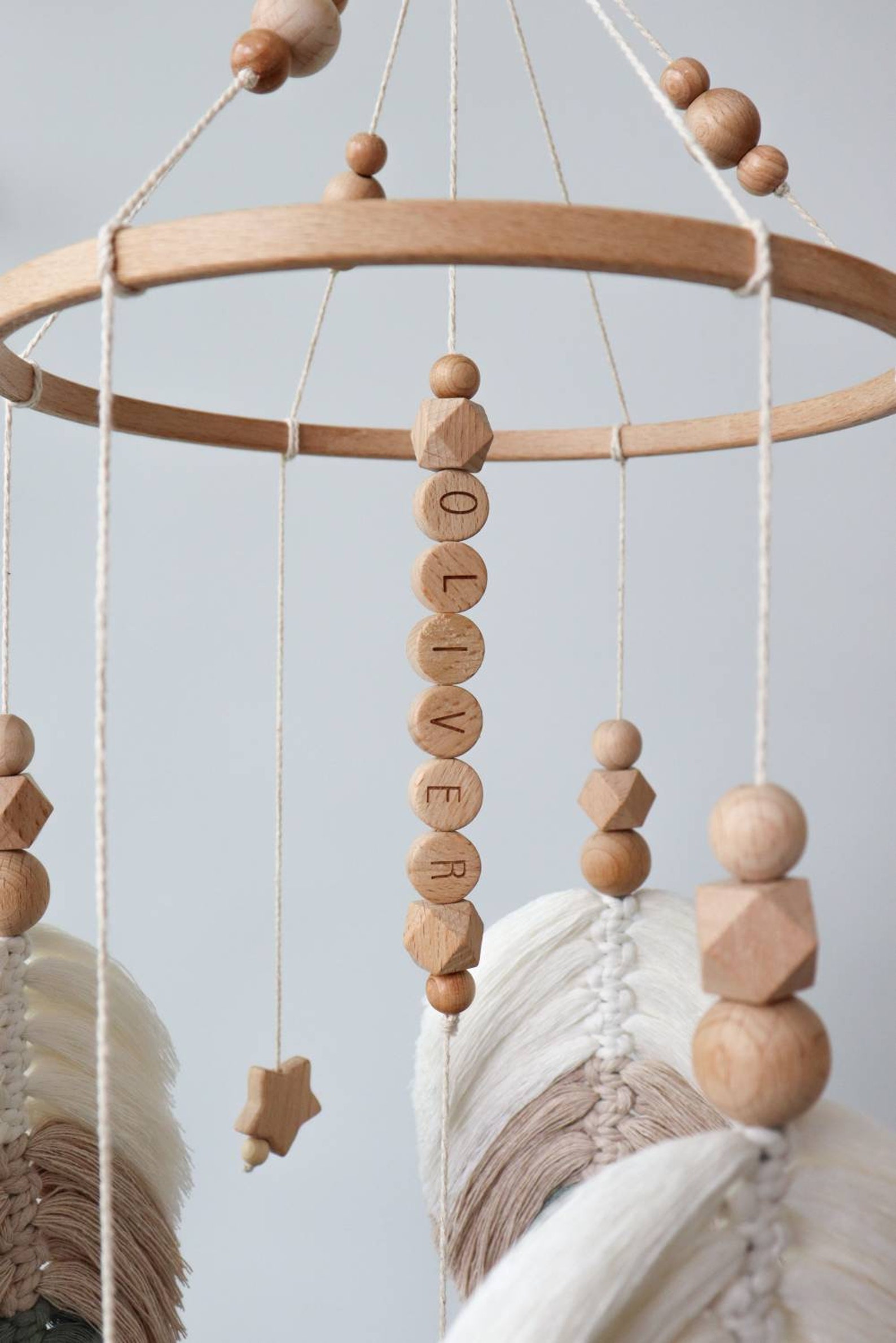 Personalized Macrame Mobile for Crib Boho Nursery Decor - Etsy