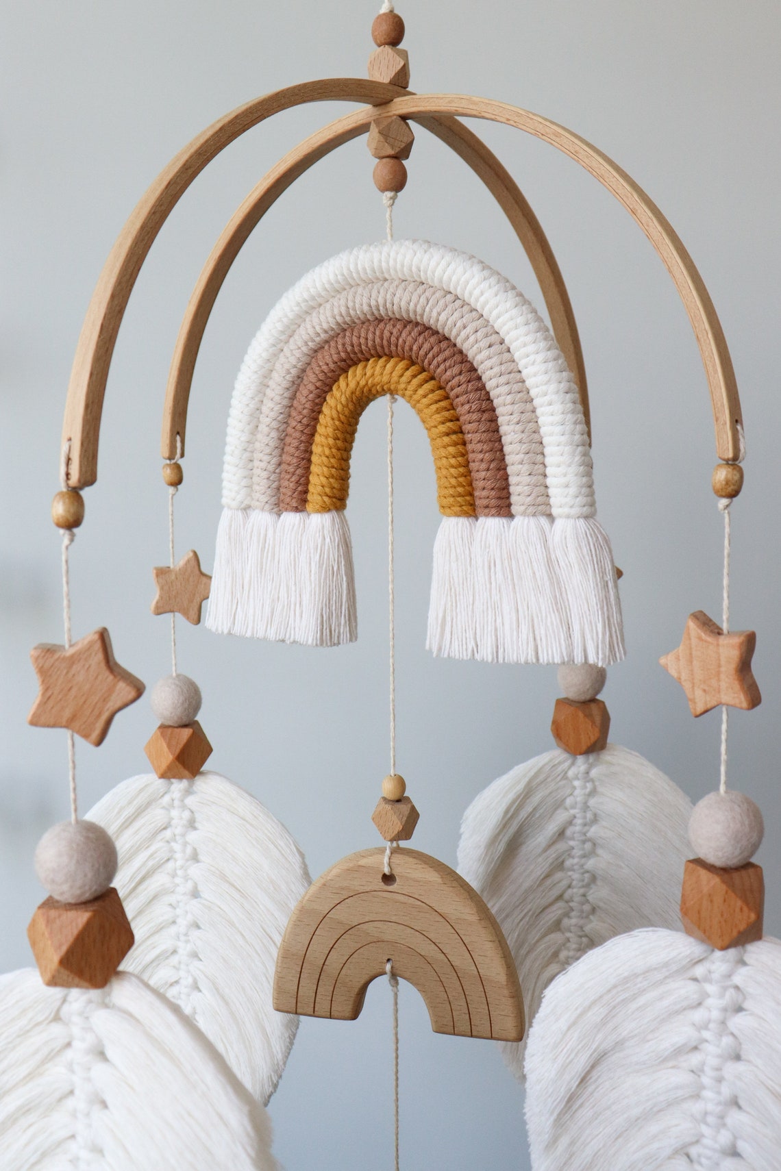 Macrame Baby Mobile Boho Nursery Decor Rainbow Mobile for - Etsy