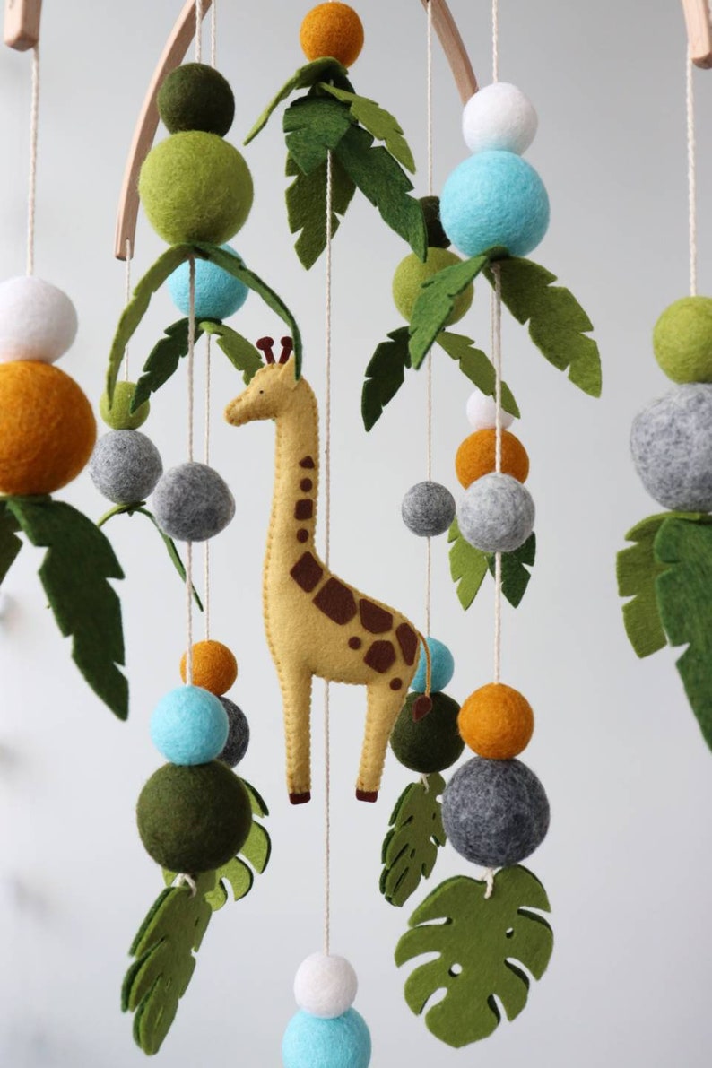 Giraffe Baby Mobile Felt Balls Mobile for Crib Safari - Etsy