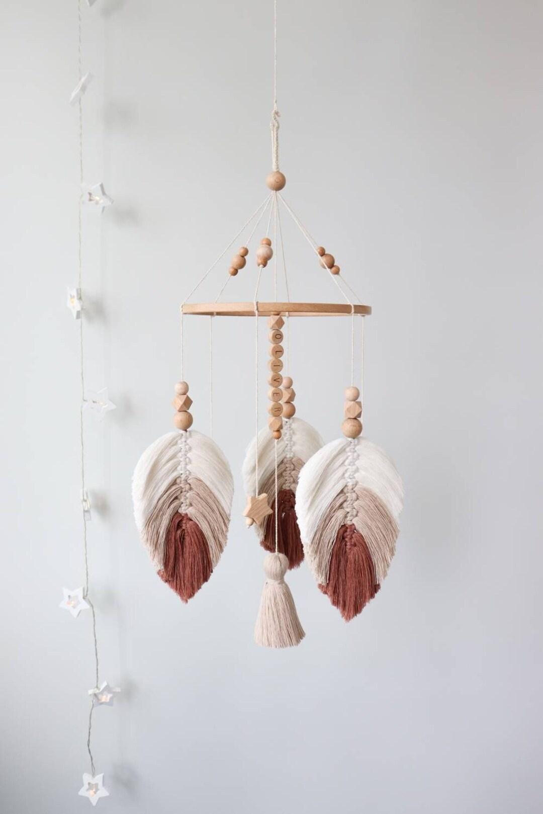 Macrame Baby Mobile for Crib, Boho Nursery Decor, Personalized Mobile ...