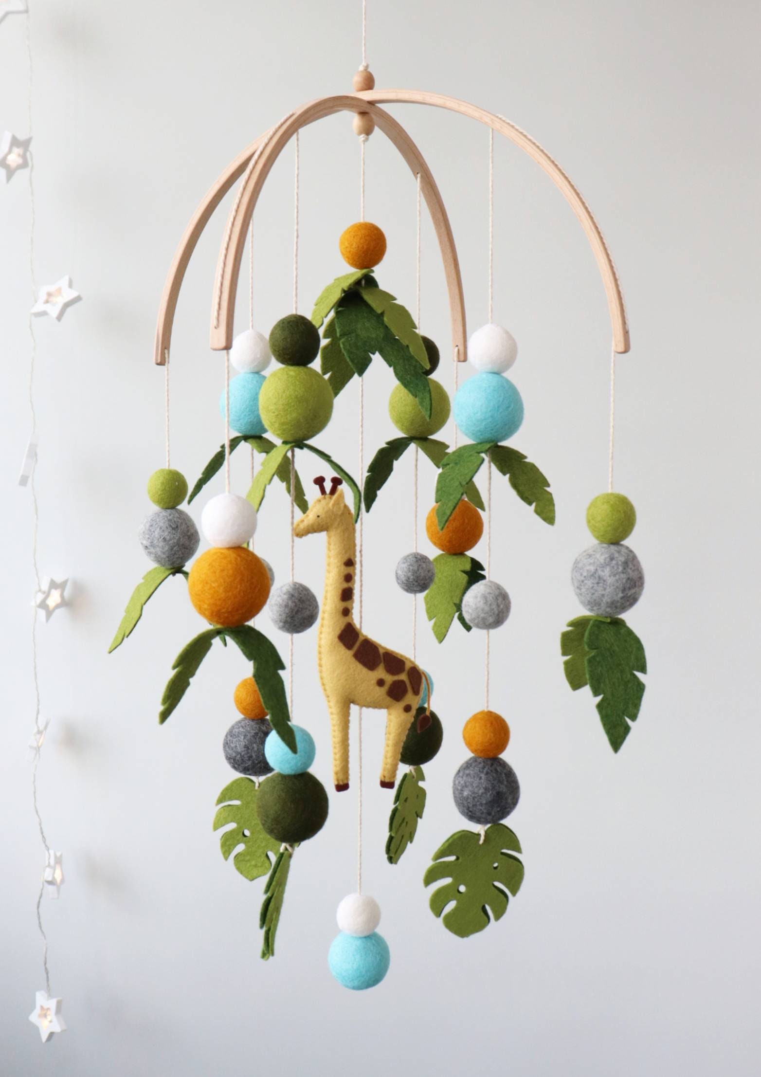 Giraffe baby mobile Felt balls mobile for crib Safari | Etsy