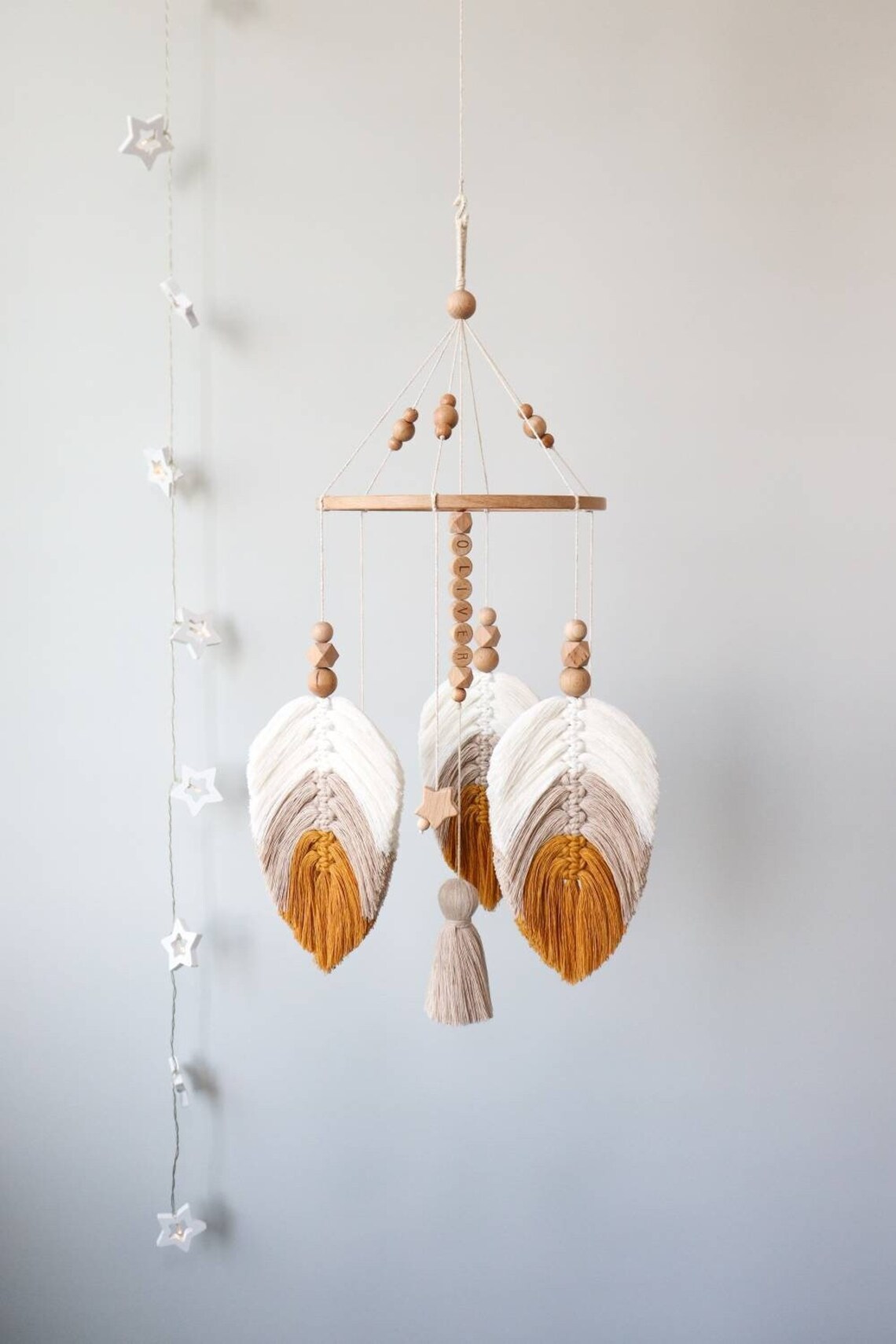 Personalized macrame mobile for crib Boho nursery decor | Etsy