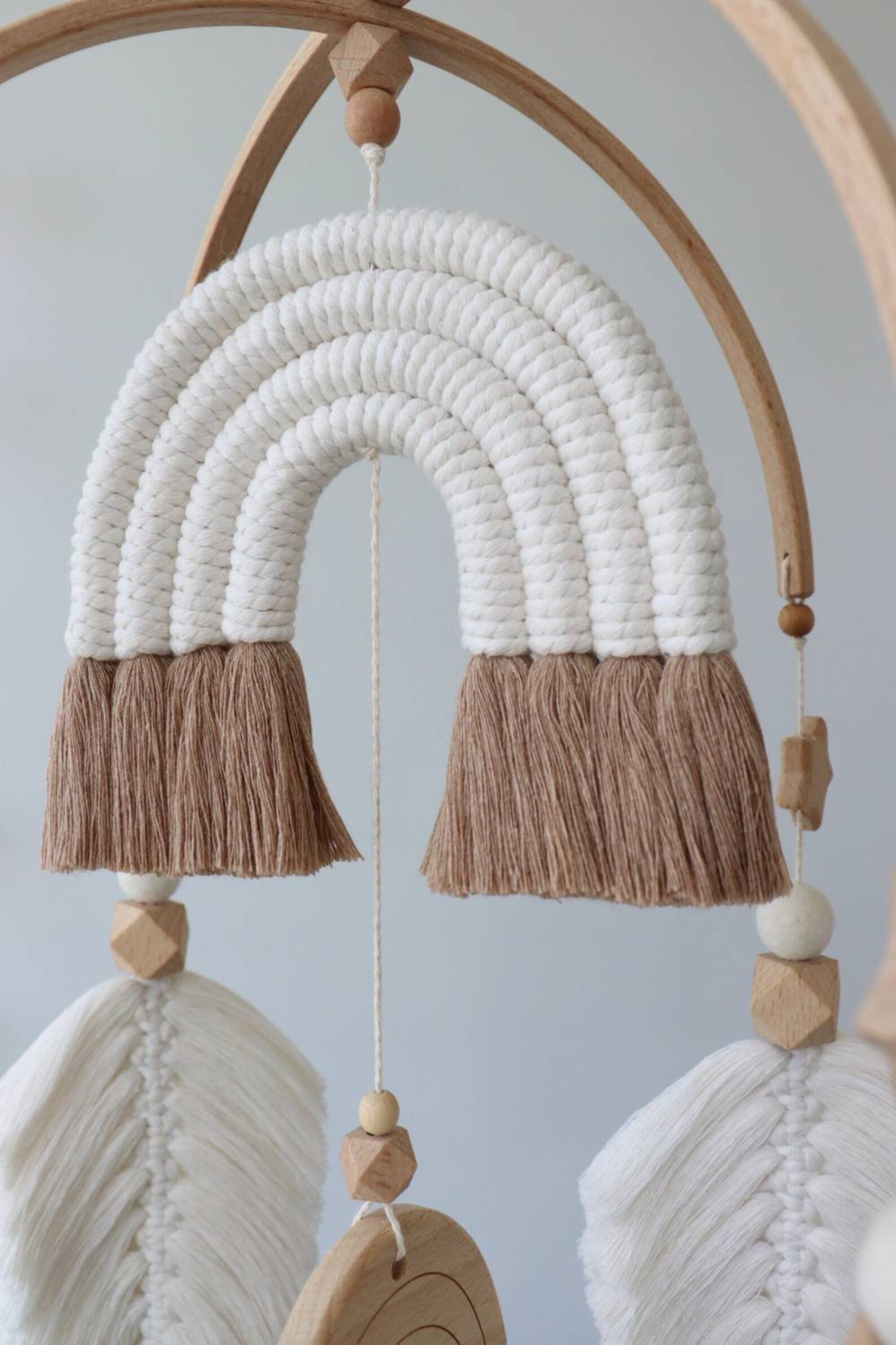Rainbow baby mobile for crib Macrame mobile Boho nursery | Etsy