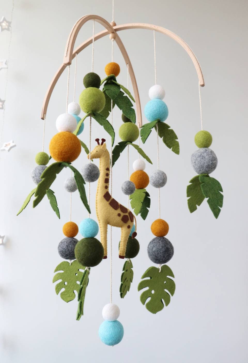 Giraffe baby mobile Felt balls mobile for crib Safari | Etsy