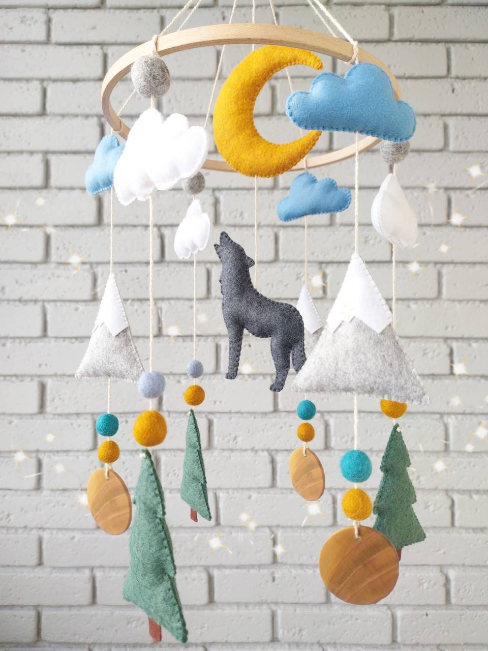 Wolf Mobile Wolf Nursery Decor Mountain Mobile Woodland - Etsy