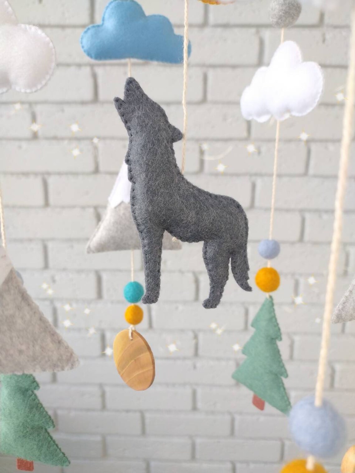 Wolf Mobile Wolf Nursery Decor Mountain Mobile Woodland - Etsy