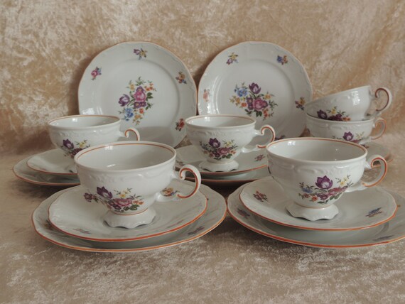 Drinkware Kitchen & Dining Weimar porcelain tea set 1 cup and 2 saucers ...