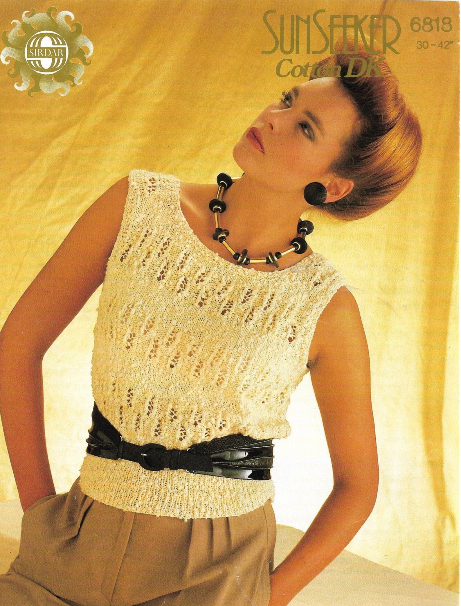 Vintage 1980s, Sirdar Sunseeker 6818 Pure Cotton Double Knit Top, Size ...