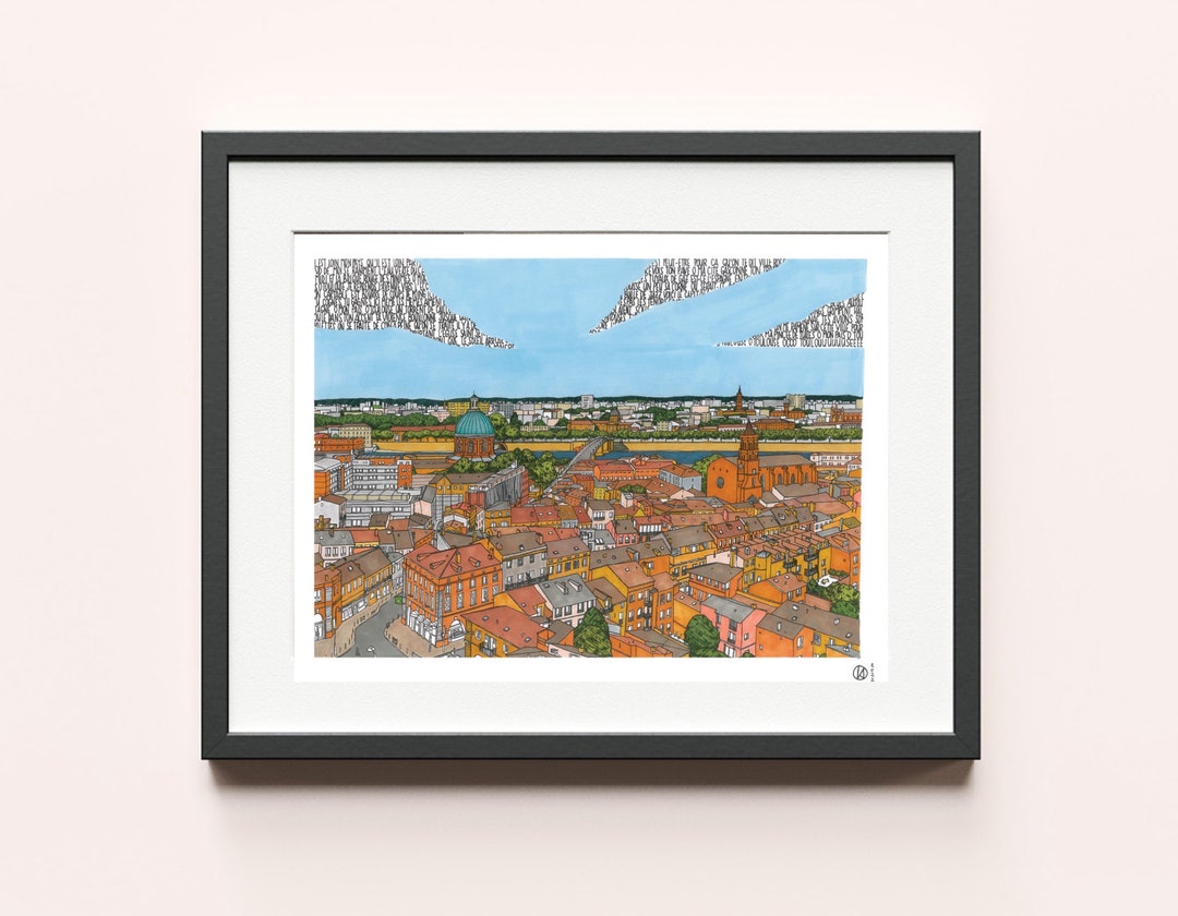 Poster Illustration Toulouse Colors or Black and White Ink and ...