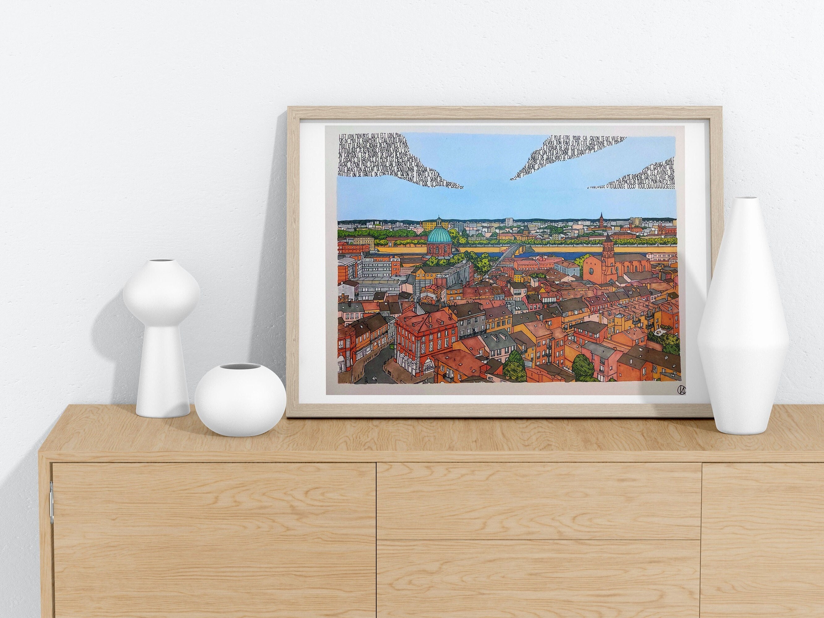 Poster Illustration Toulouse Colors or Black and White Ink and ...