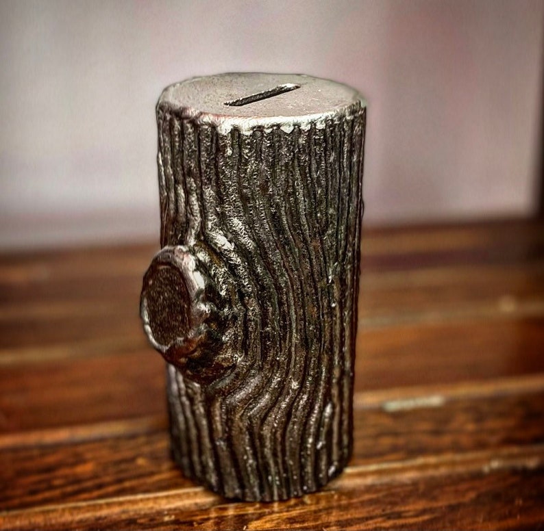 Welded Steel Metal Log Piggy Bank - Etsy