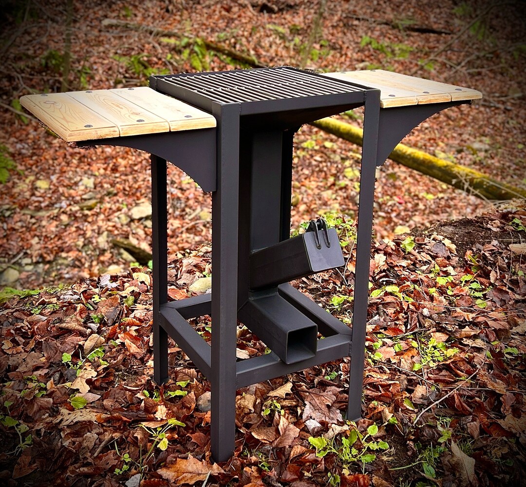 Rocket Stove Wood Burning Grill With Cedar Plank Tables - Etsy
