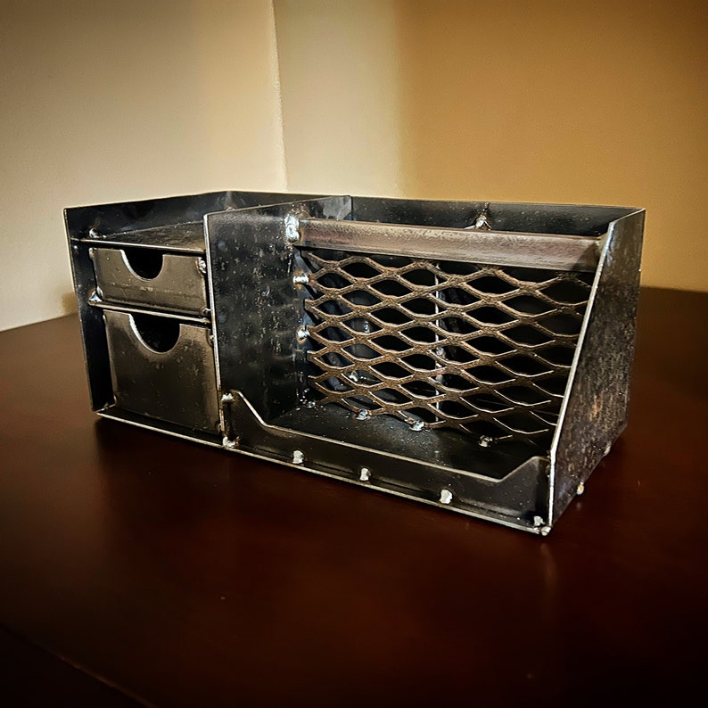 Industrial Steel Desk Organizer 2 Drawer Office Caddy - Etsy
