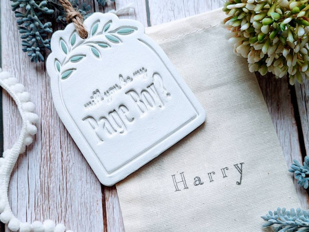 Will You Be My Page Boy Proposal Clay Hanging Keepsake Tag. in Teal or ...