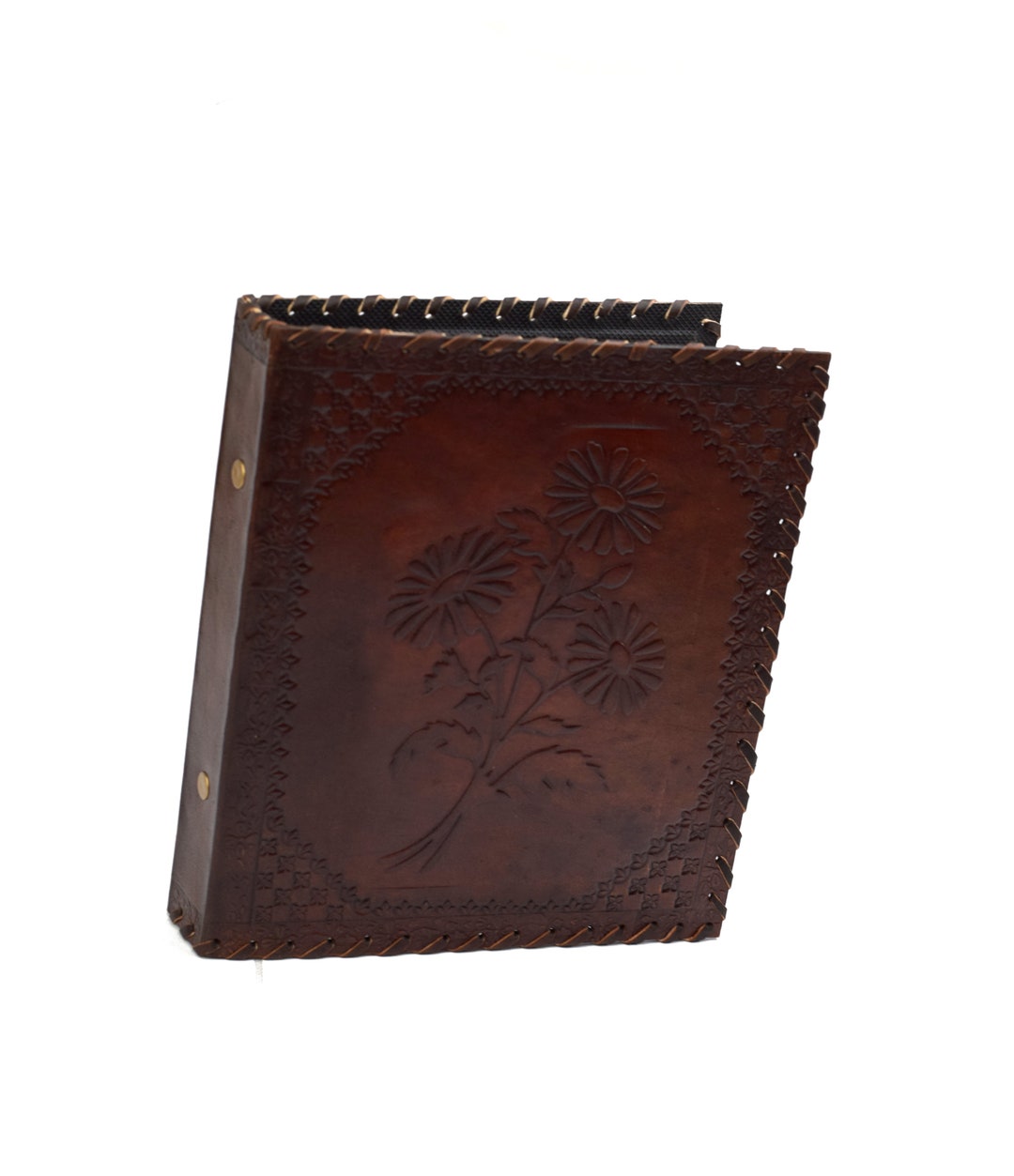 Herbarium - 2 Ring Binder File Folder DIN A5 Genuine Leather Handmade ...