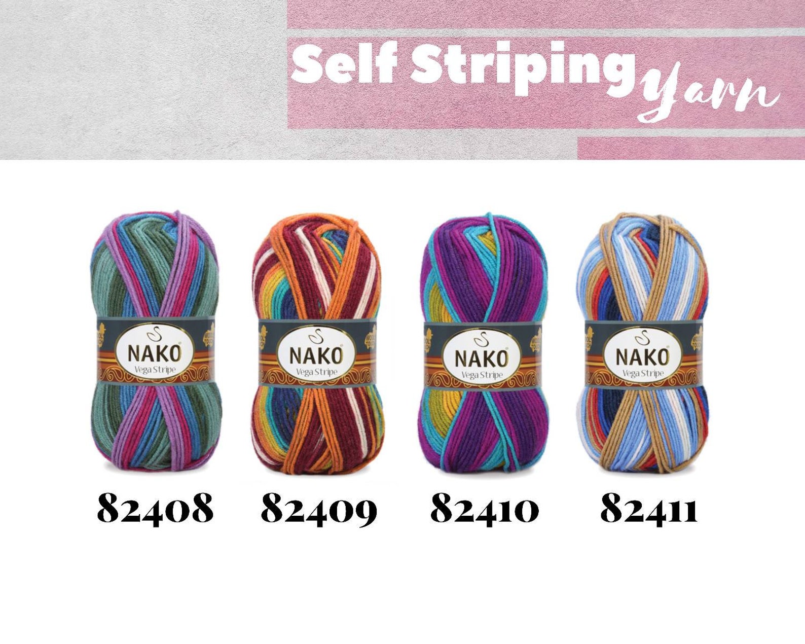 Self Striping Yarn, Nako Yarn, Self Striping Sock Yarn, Nako Vega ...