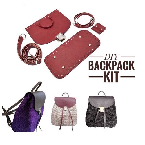 Kit for Crochet and Knitting Backpack Genuine Leather Set With - Etsy